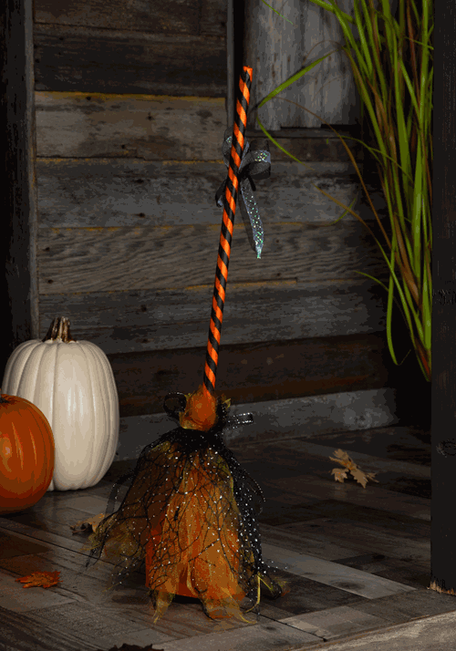 Orange Animated Shaking Witch Broom