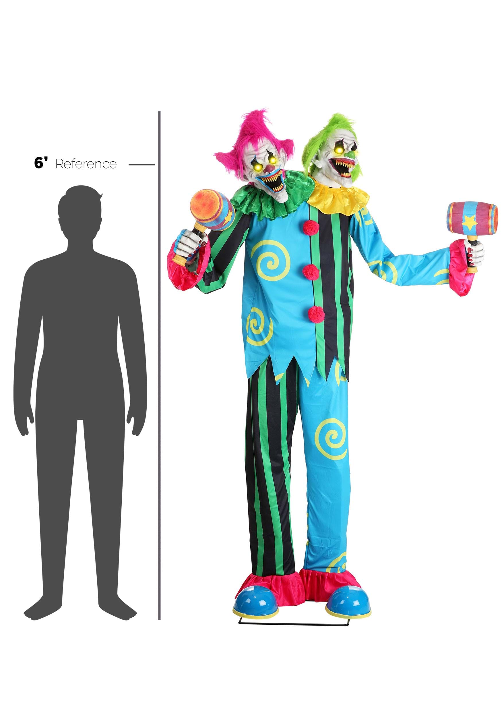 7.5FT Animated Double Trouble Demon Clown Prop | Evil Clown Decorations