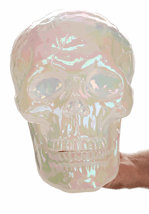 10-Inch Pearl Oil Slick Large Skull Halloween Prop | Skull Decorations