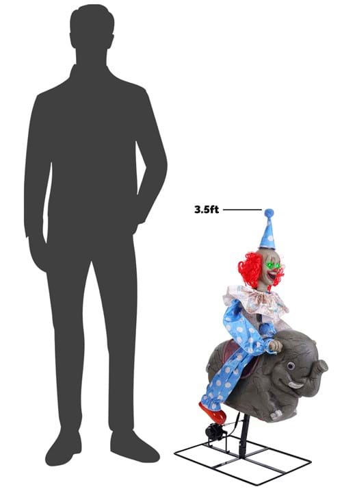 3.5FT Animated Rocking Elephant Clown Decoration | Halloween Animatronics
